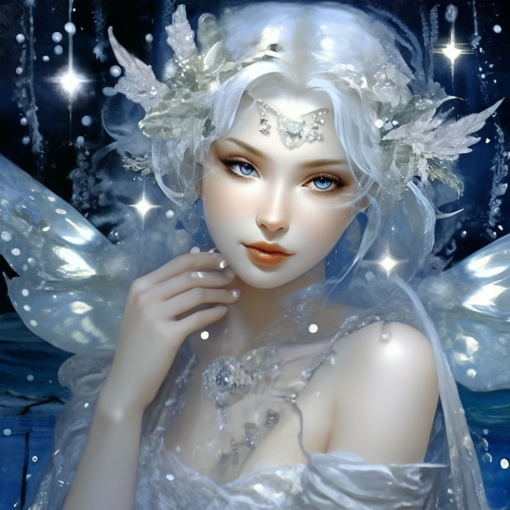 "Portrait, delicate transparent aquatic beautiful nymph fairy elf with ...