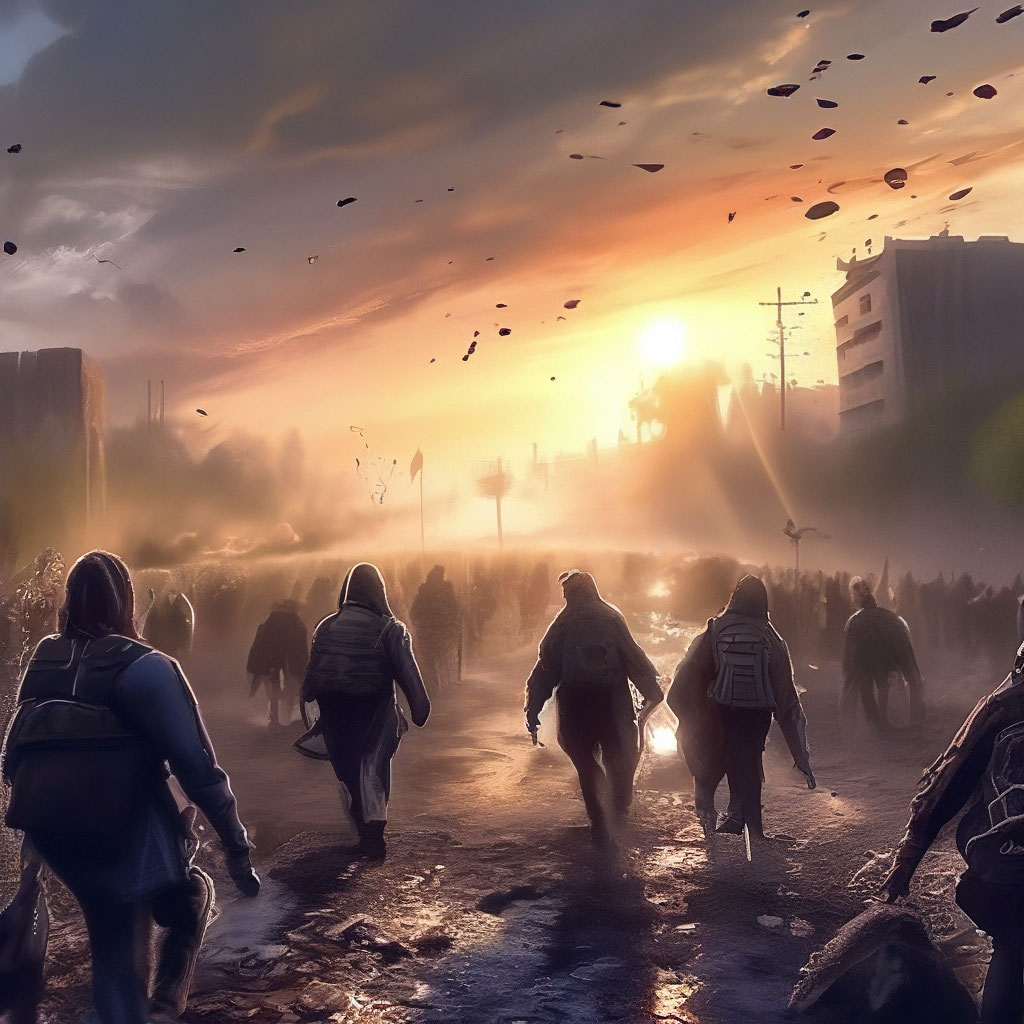 "Apocalypse, morning, zombies" — image created in Shedevrum