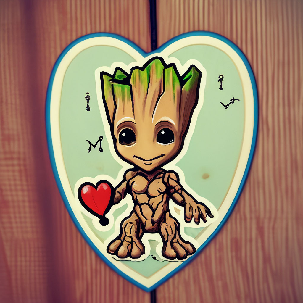 "Sticker heart I am groot cute little ent inside ️ shows ️" — image ...