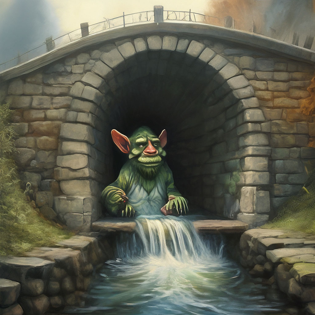 "The troll is hiding under the bridge" — image created in Shedevrum