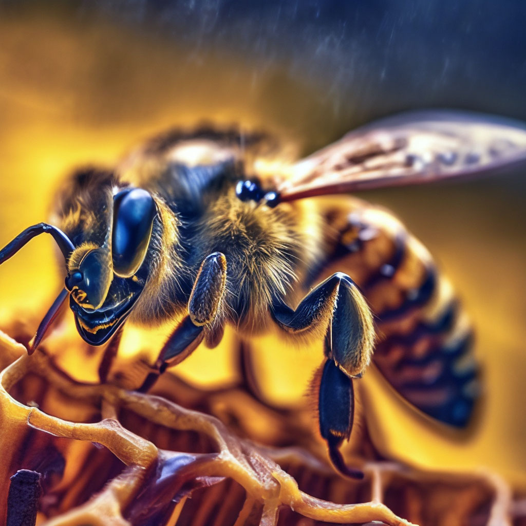 "Bee on a honeycomb, aesthetically pleasing, beautiful,realistic, close ...
