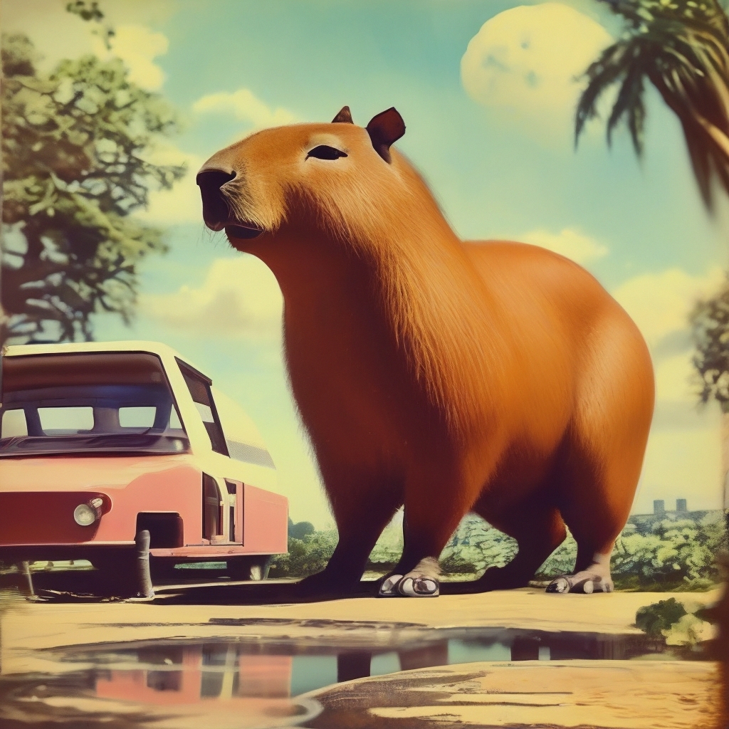 "A huge capybara on dom e" — image created in Shedevrum