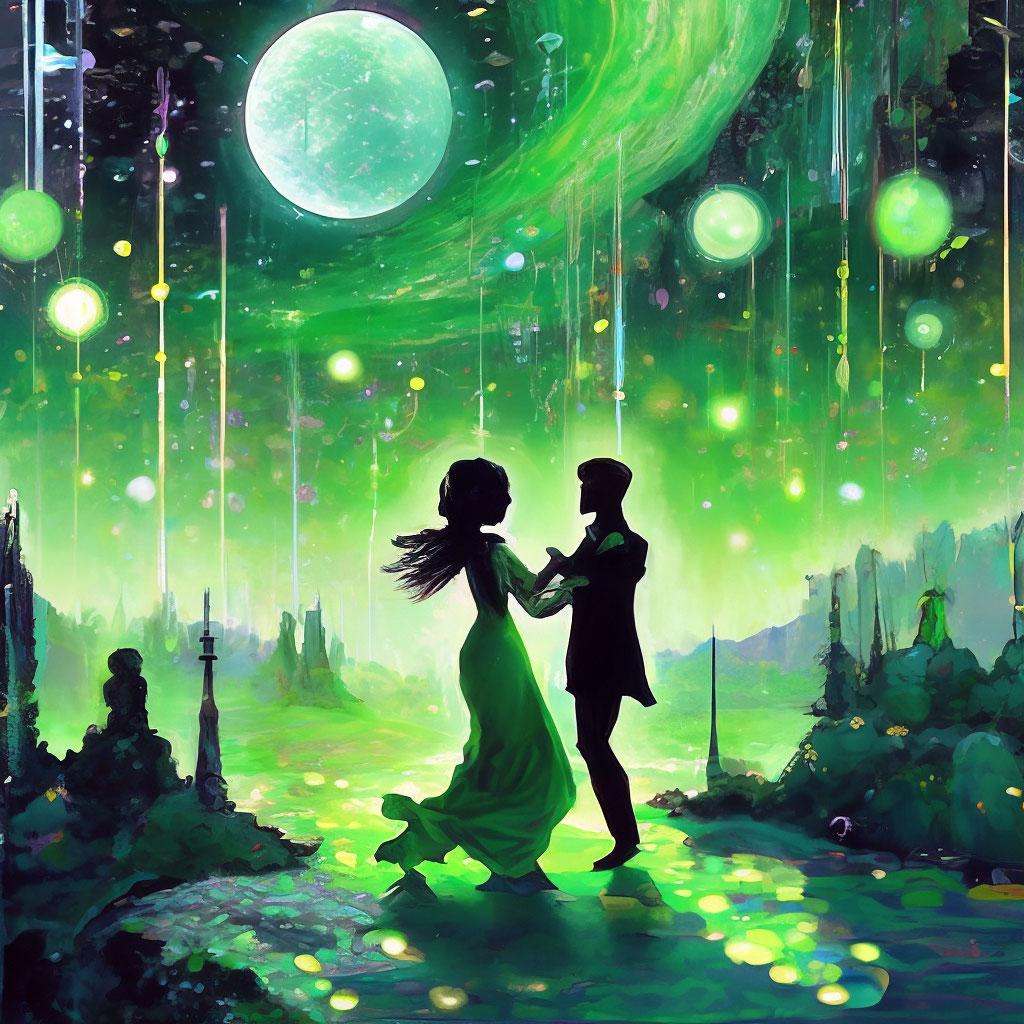 "Tender Green , dance between worlds, obfuscation, green gradients ...