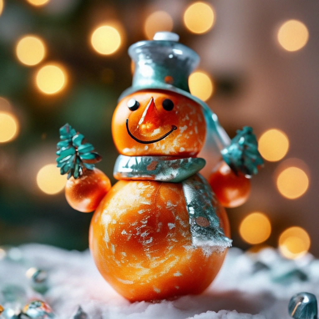 "Snowman made of oranges" — image created in Shedevrum