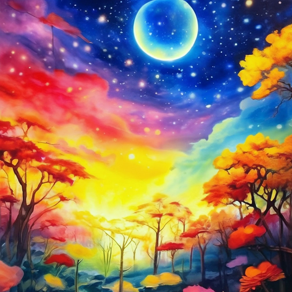 "Oilcolor illustration of a beautiful lost in a magical sky world of ...