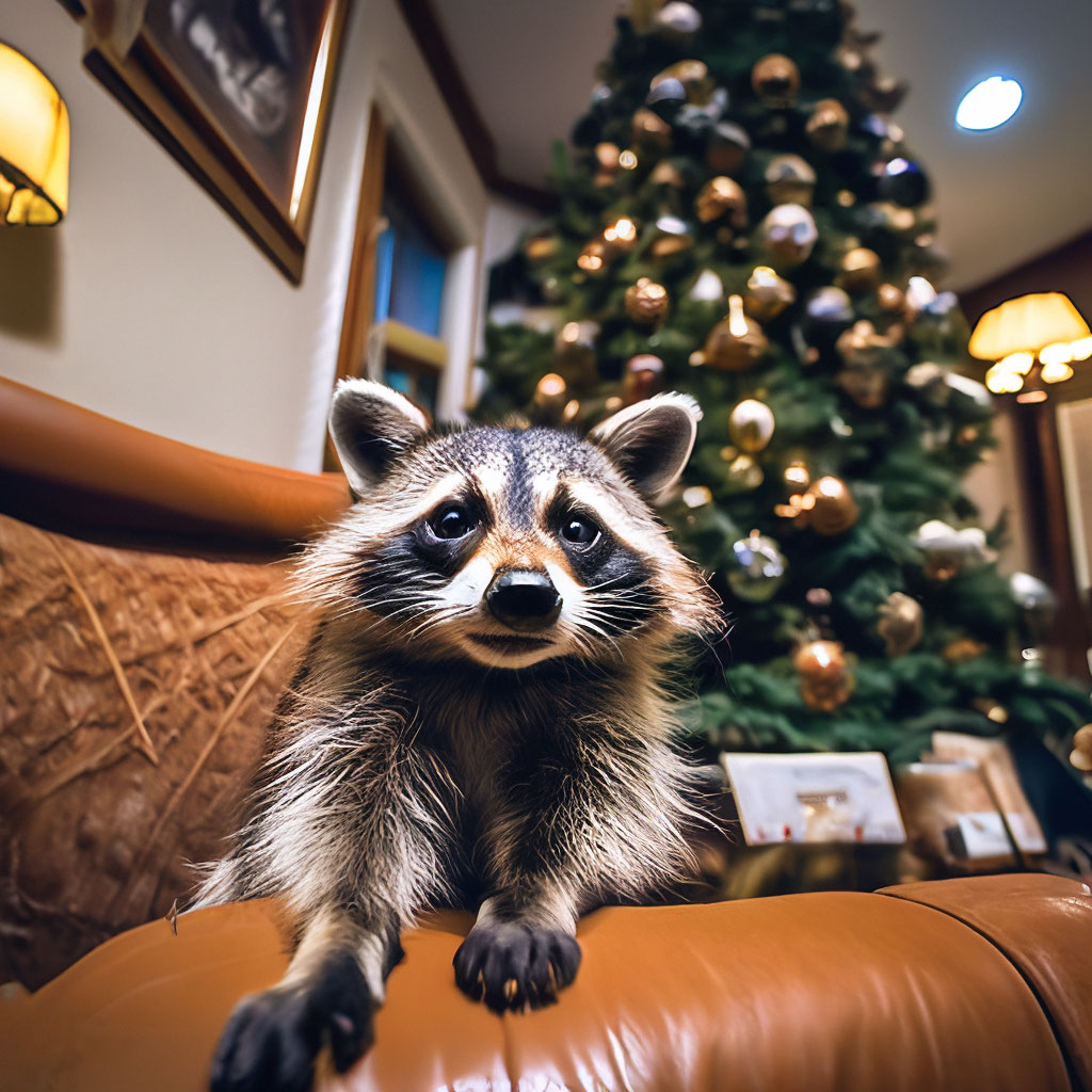 "5 minutes until the new year, the raccoon is waiting" — image created ...