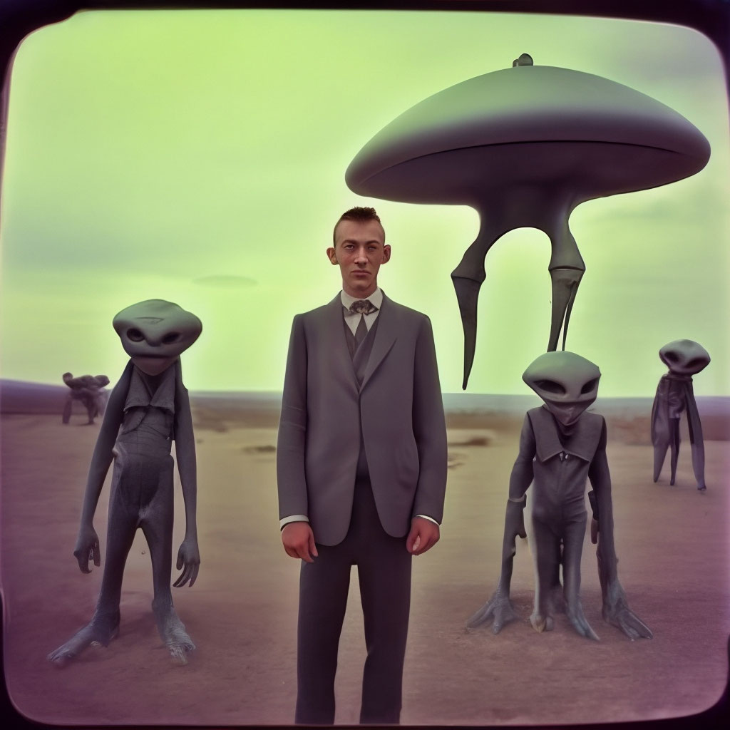 "I was abducted by aliens, a man stands in the company of strange ...