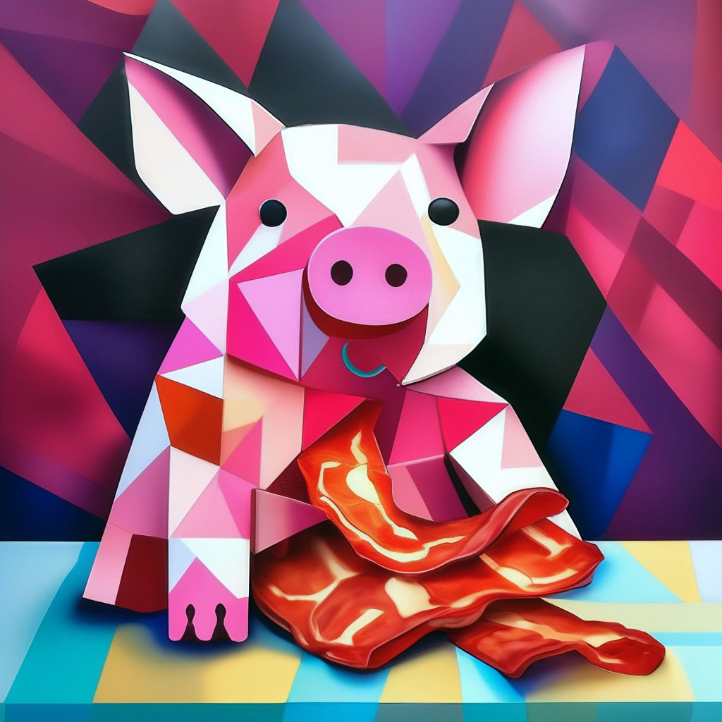 "Peppa pig Pop art of geometric shapes eats bacon...Yes, yes, bacon ...
