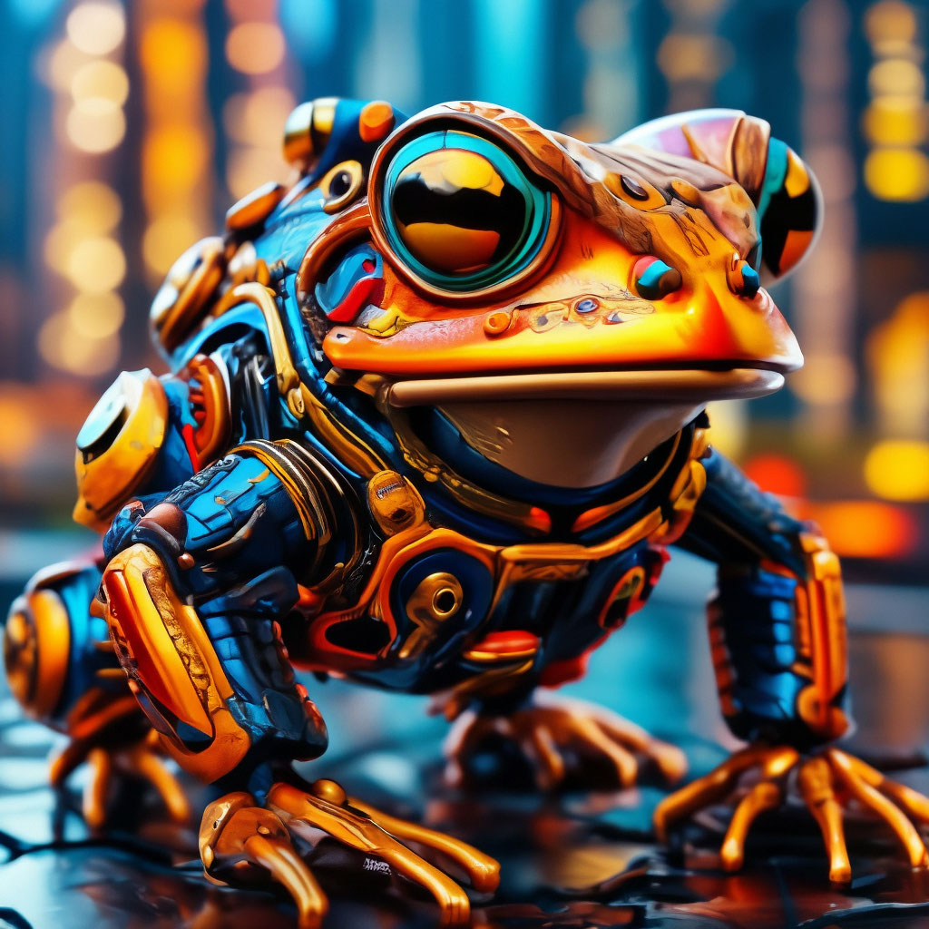 "Cyber toad bright juicy colors realism detail" — image created in ...