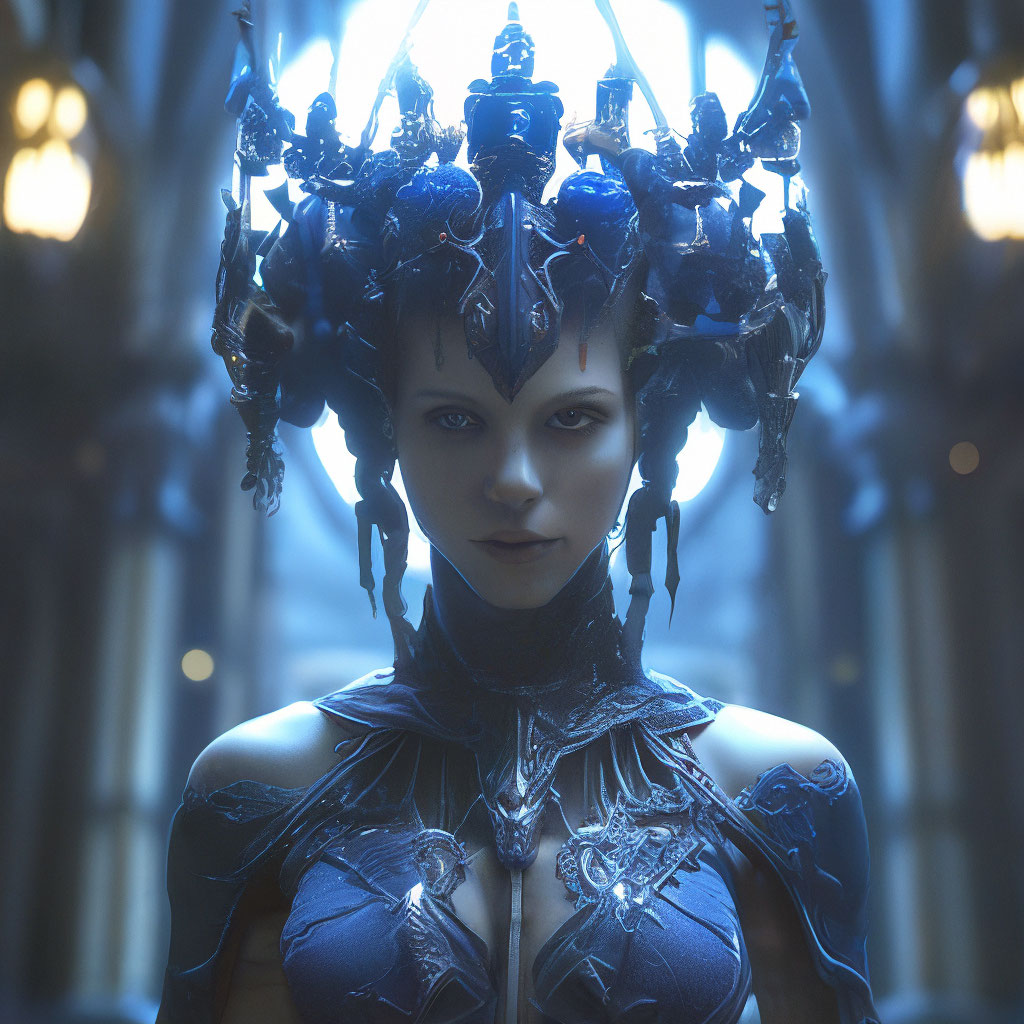 "Humanoid blueberry mutant gothic with a halo over his head, …" — image ...