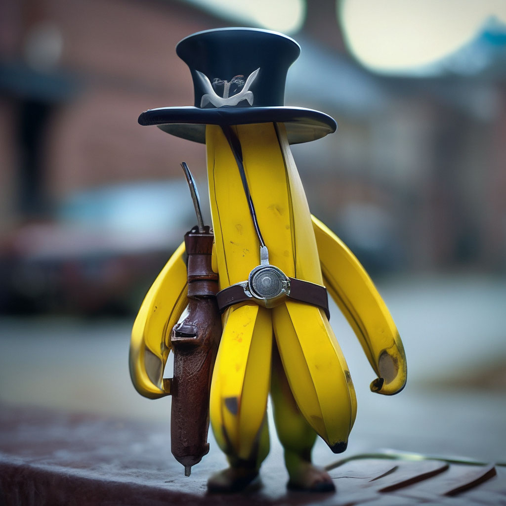 "Banana became sheriff, Gothic+ photography +warlock" — image created ...