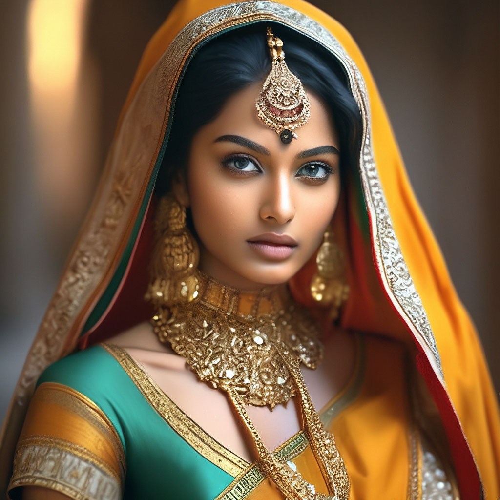 "Hyper beautiful girl in Indian national clothes, hyper detailing of ...