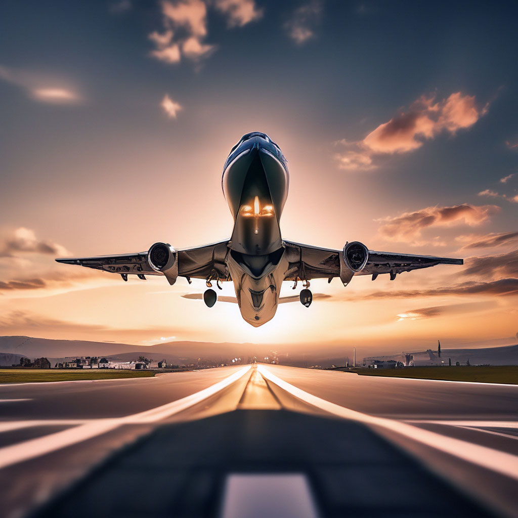 "The take-off of a passenger plane off the ground, realistic, beautiful ...