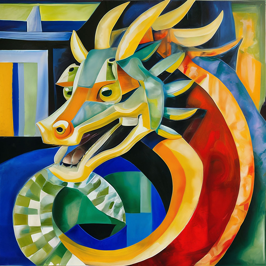 "A dragon in a Picasso painting" — image created in Shedevrum