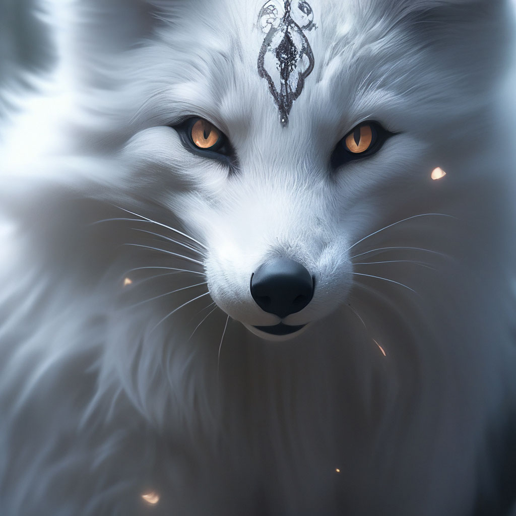"Hyperrealism, beautiful misty, consisting of smoke cute white fox ...
