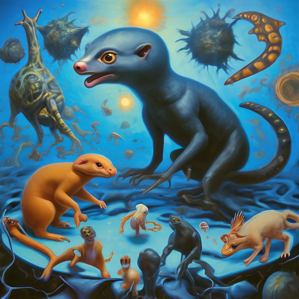 "Blackness on an azure background bacteria infused alien unnatural ...