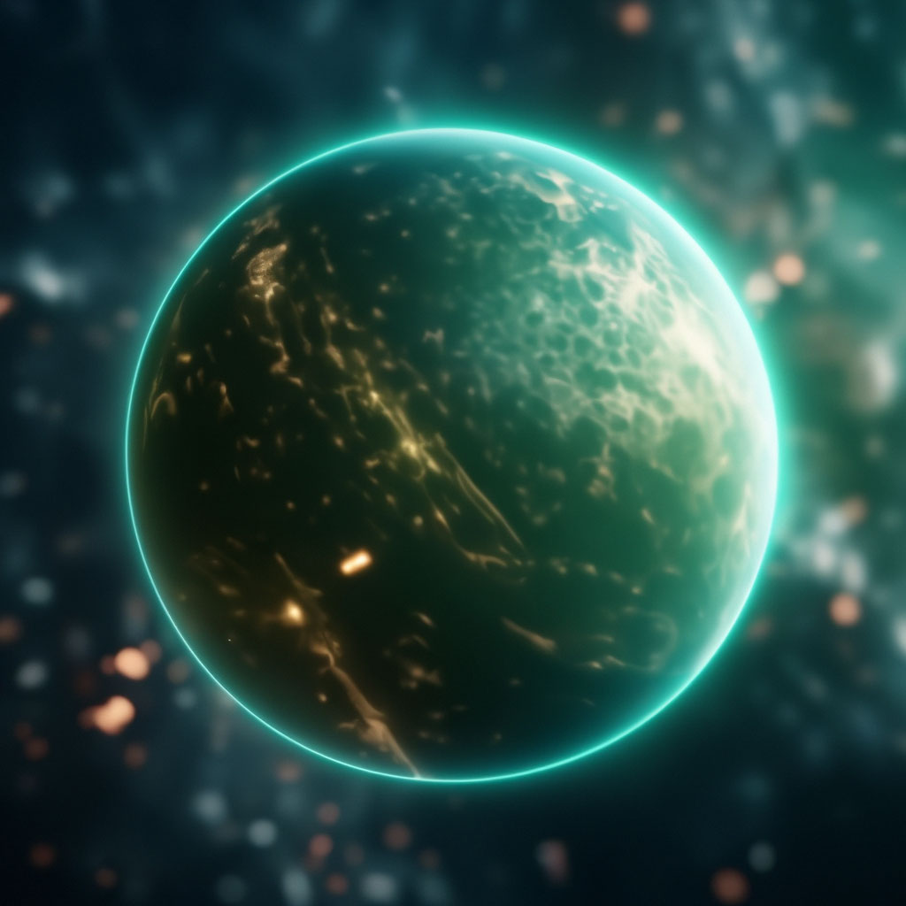 "An Emerald Planet In space with an atmosphere Realistic good rendering ...