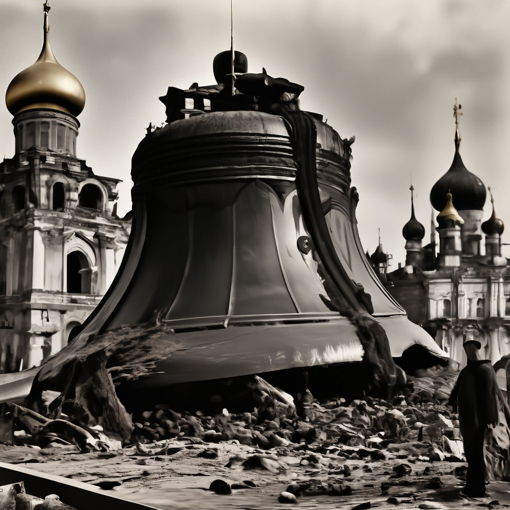 "The destruction of bells in 1930 in Russia." — image created in Shedevrum