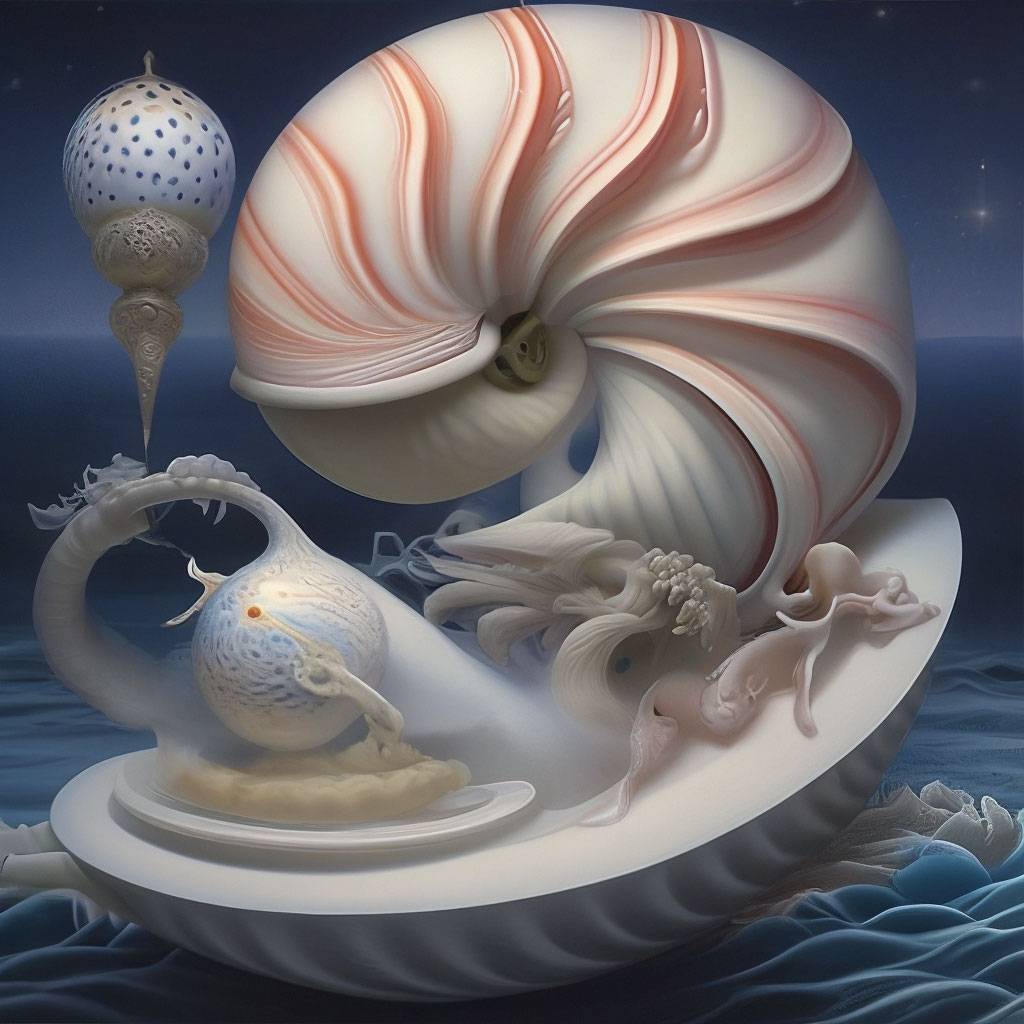 "The birth of the nautilus" — image created in Shedevrum