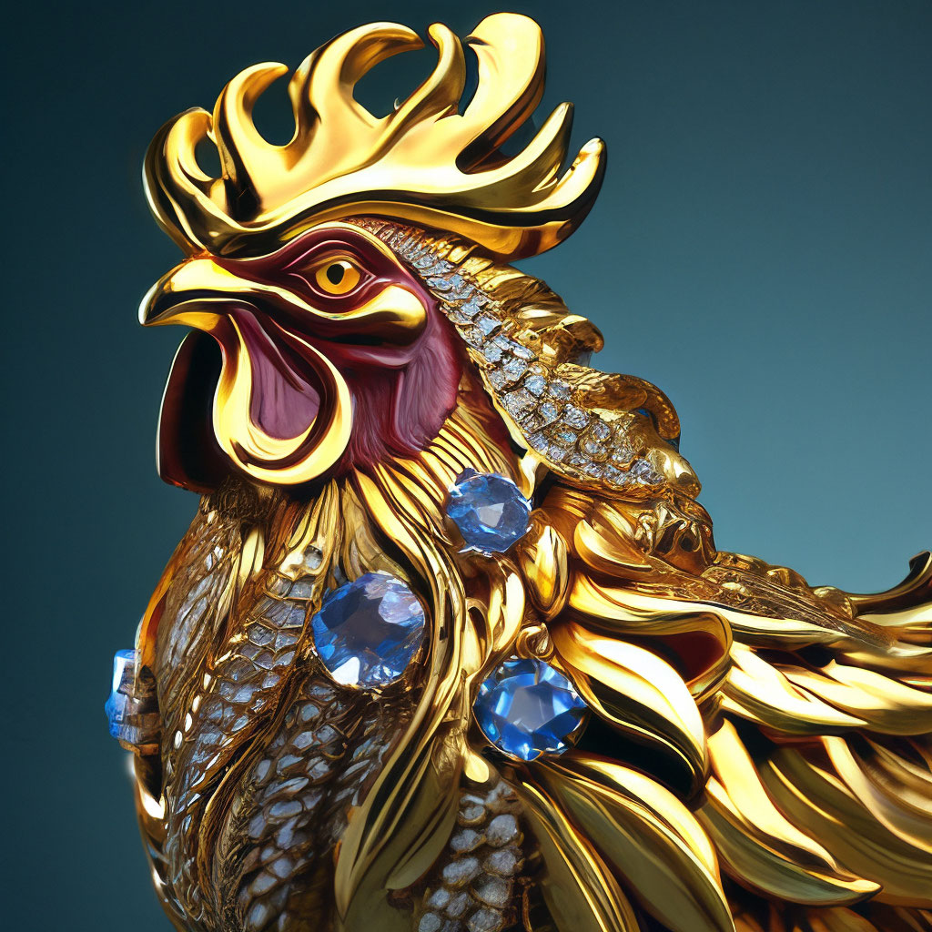 "Cockerel, golden comb, chic, rich, bringing good luck and prosperity ...