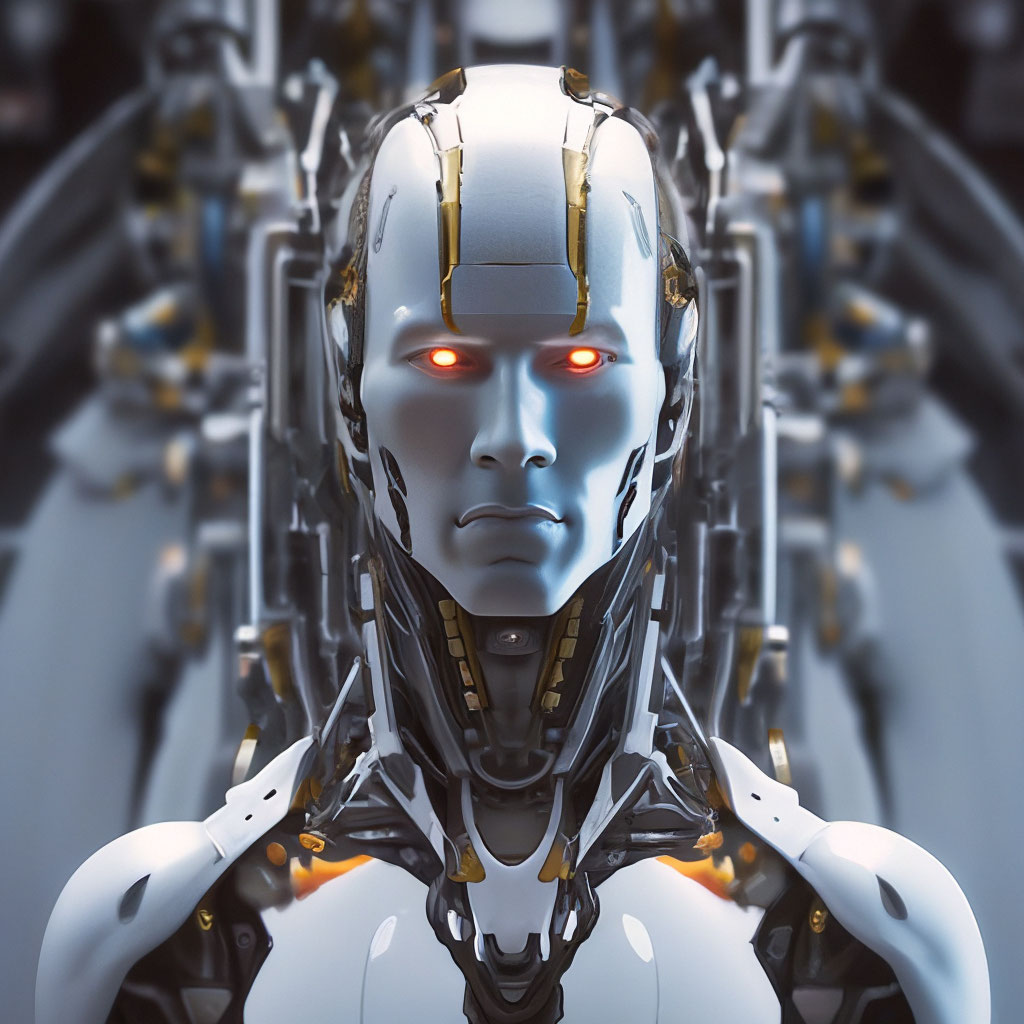 "Biomechanical android man in full growth, aesthetically pleasing ...