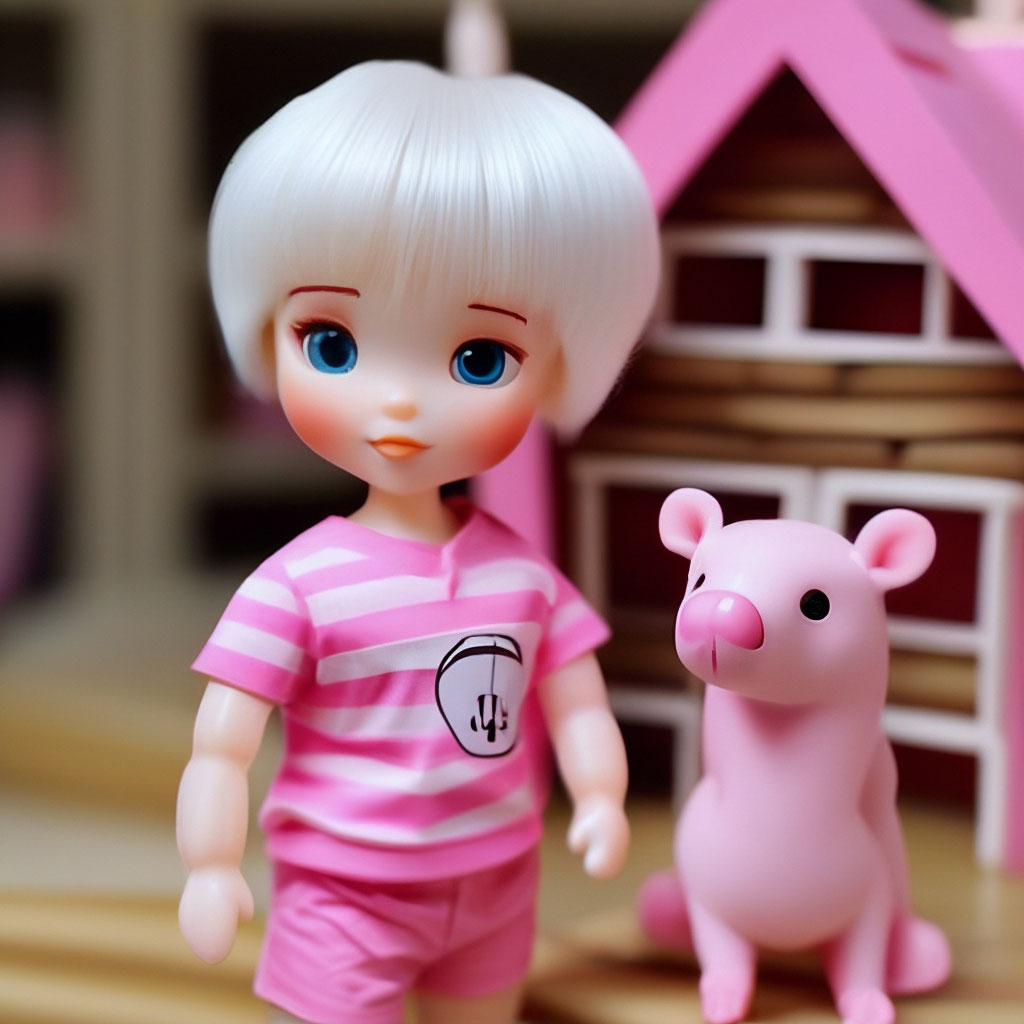 "Kapimalchik Capybara Barbie Doll boy in pink toy house, Pink T-shirt ...