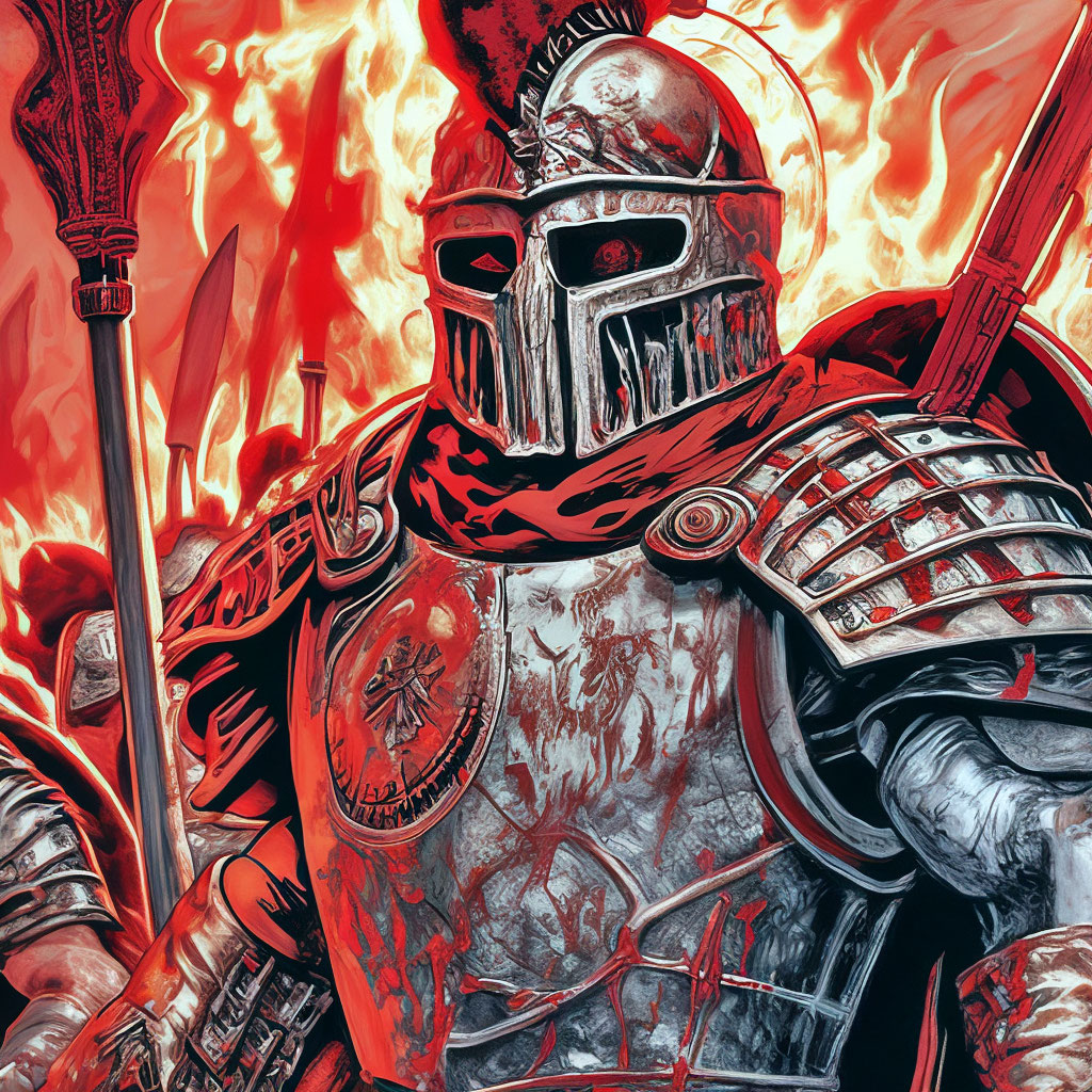 "Roman legions, zombie centurion skull facepaint, red glowing eyes ...