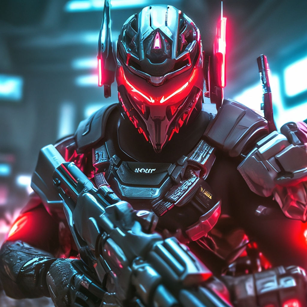 "Cyber demon stalker special forces with elite sniper weapons in their ...