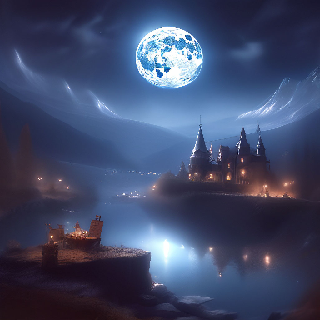 "The moon turns everything into a fairy tale" — image created in Shedevrum
