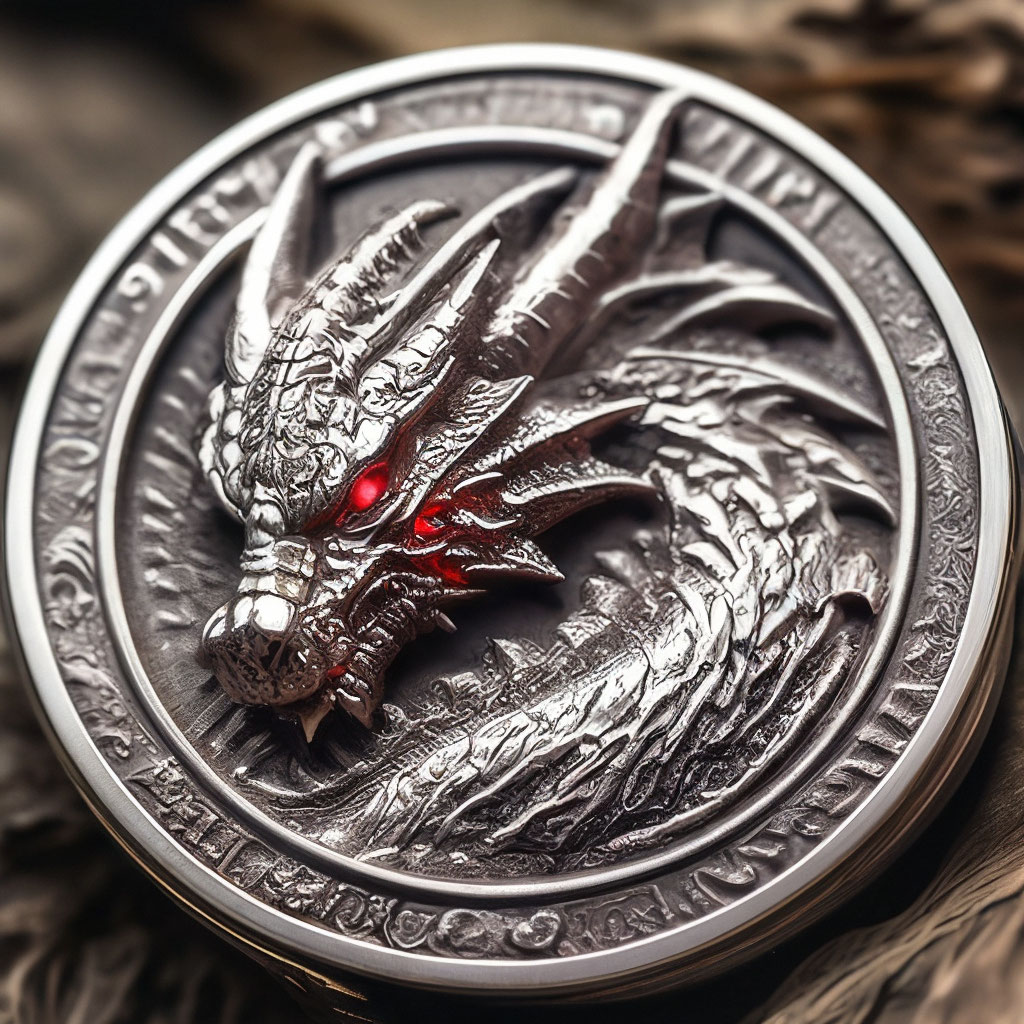 "Brutal Dragon is an epic Collectible silver coin with a carved dark ...