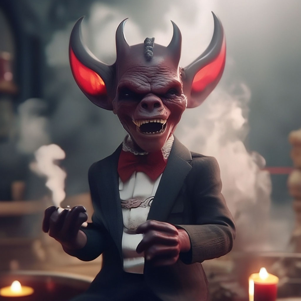 "The little smoking demon says how useful it is to smoke 4k" — image ...