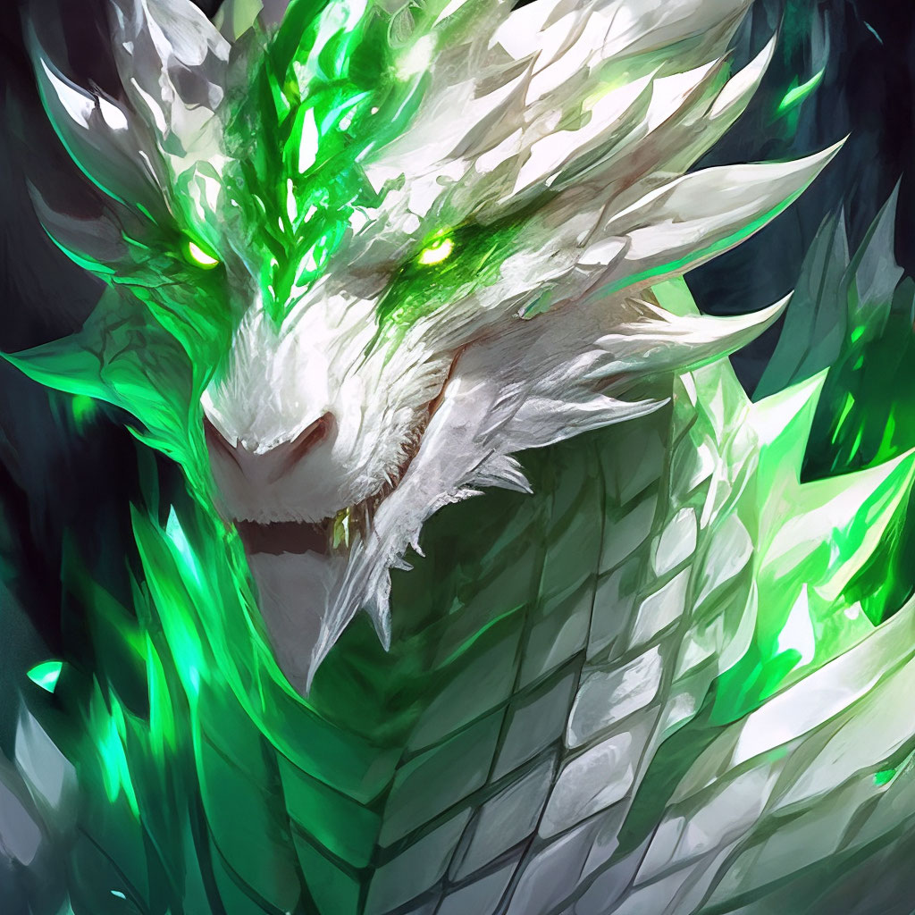"Mystical illustration, stern man, lord of emerald dragons, white ...