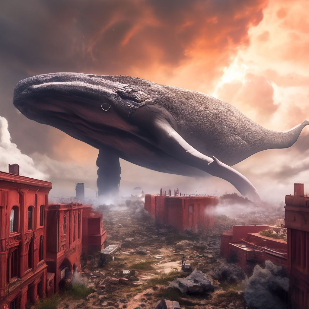 "Fallout, post-apocalyptic landscape of the planet, whale among the ...