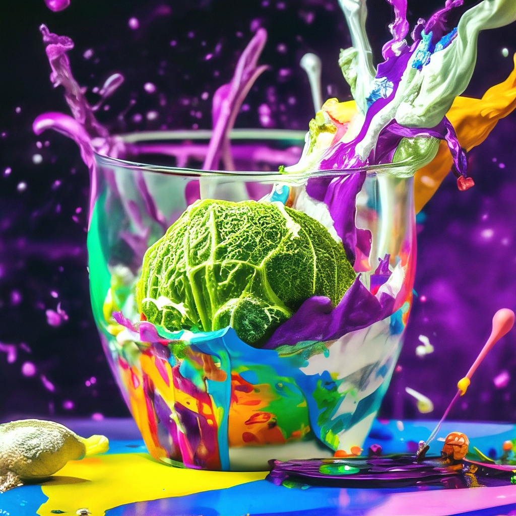 "Mr. Cabbage in his underpants fell into a glass with paints, splashes ...