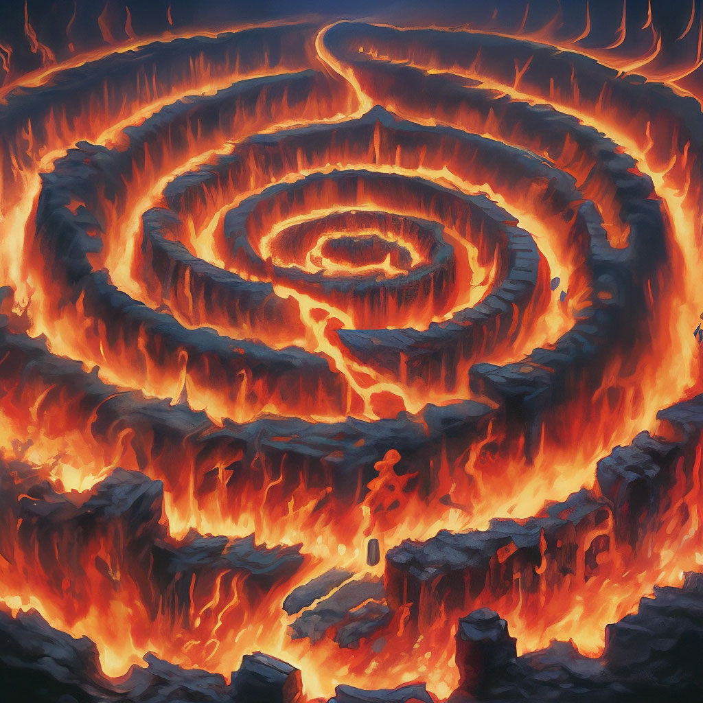 "Nine circles of hell" — image created in Shedevrum