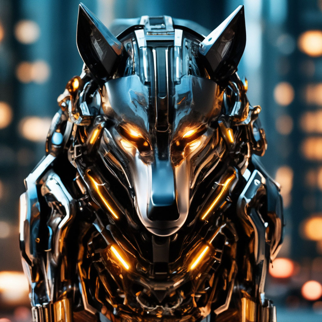 "Wolf cyborg" — image created in Shedevrum