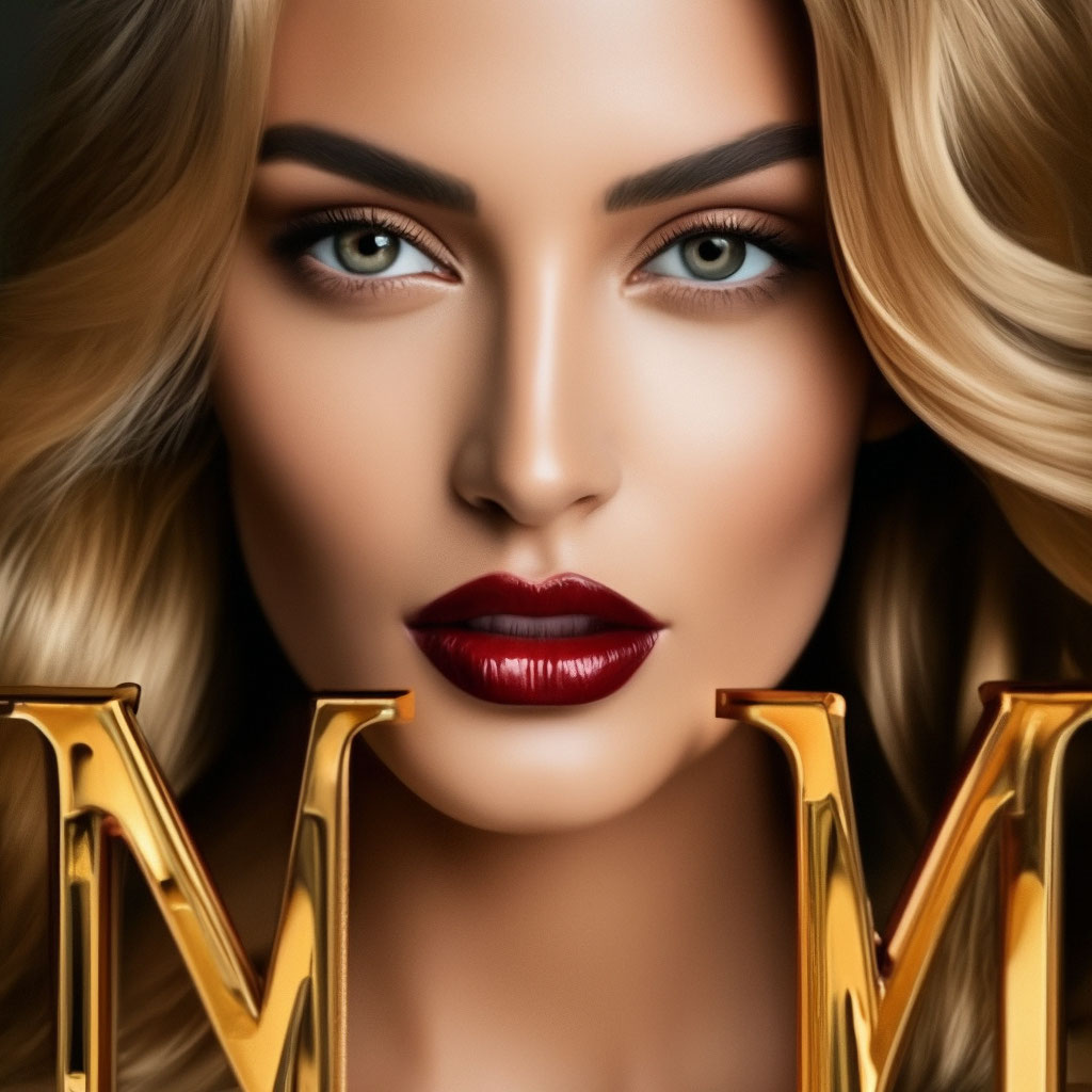 "Letter M, gold letter M, magazine cover, Multi-color Vogue makeup ...