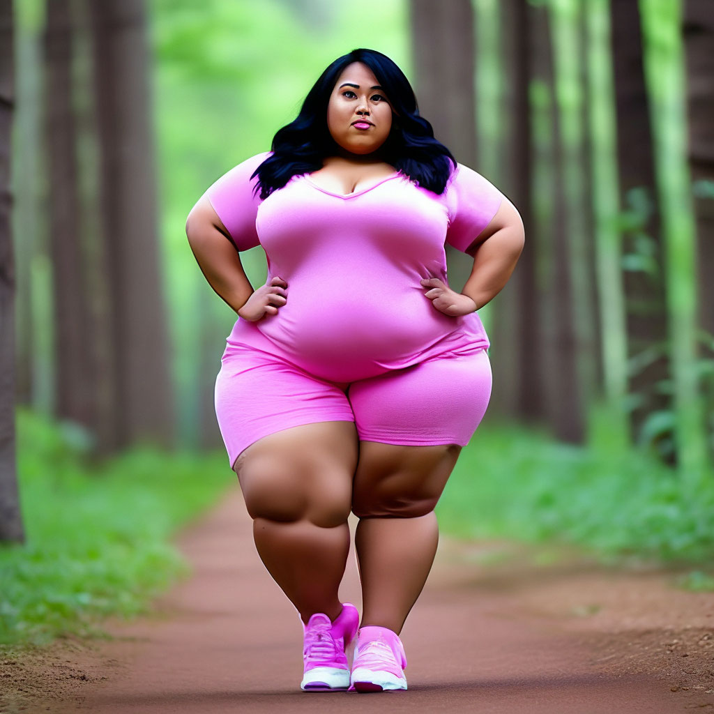 "Color photo: sneakers! a beautiful obese pawg: wide voluminous hips ...