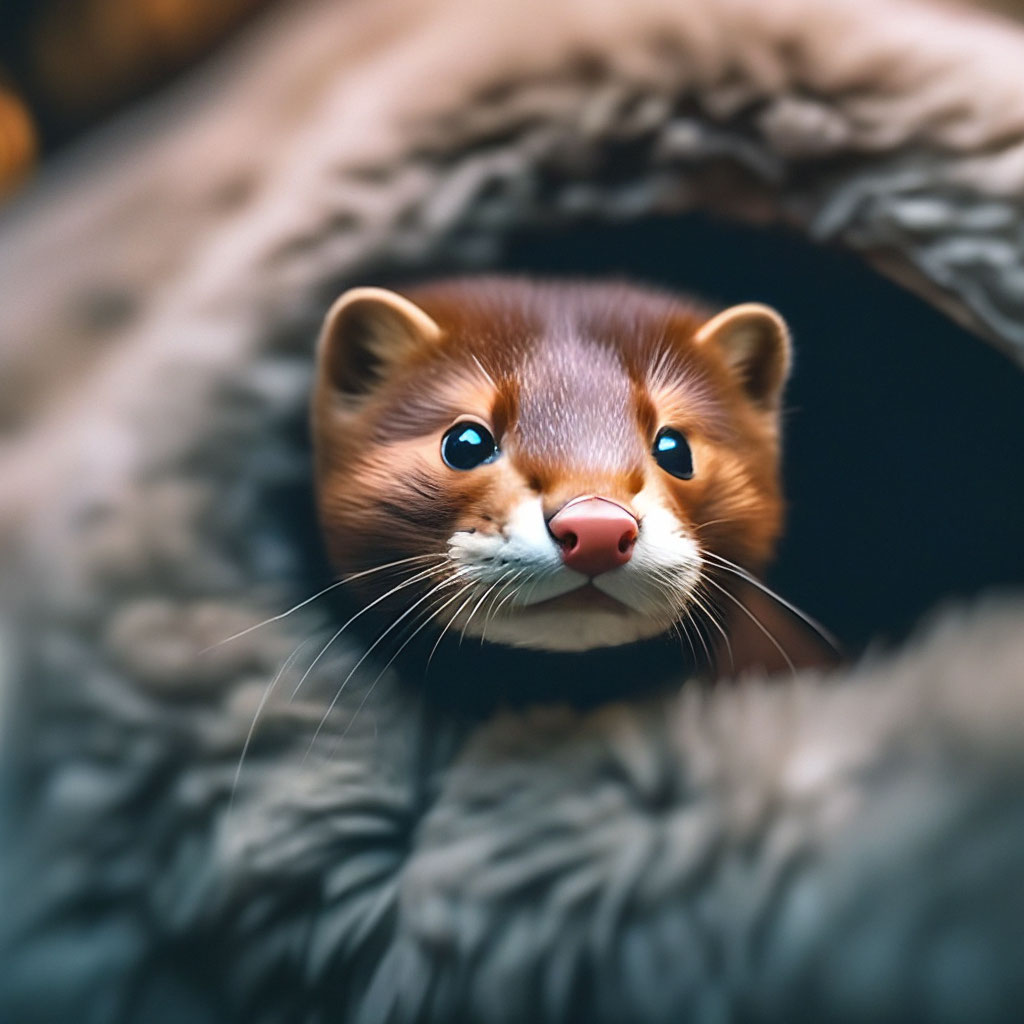 "A mink in a mink. cinematography, fantasy, detail, expressive eyes ...