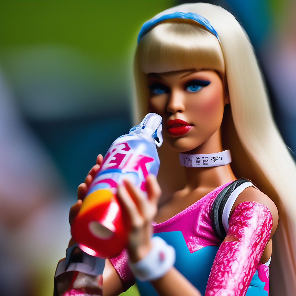 "Barbie drinks energy drink" — image created in Shedevrum