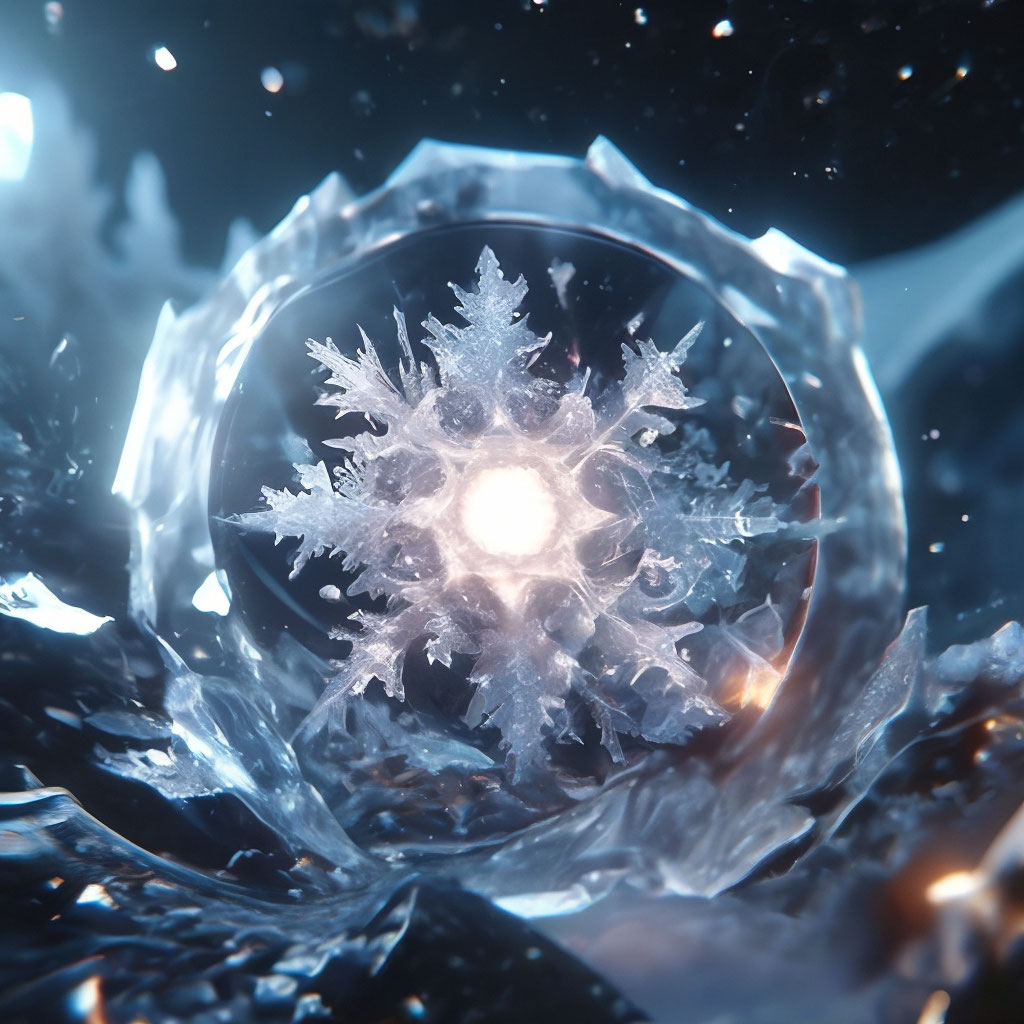 "The first ice is transparent, everything is visible + intracate ...