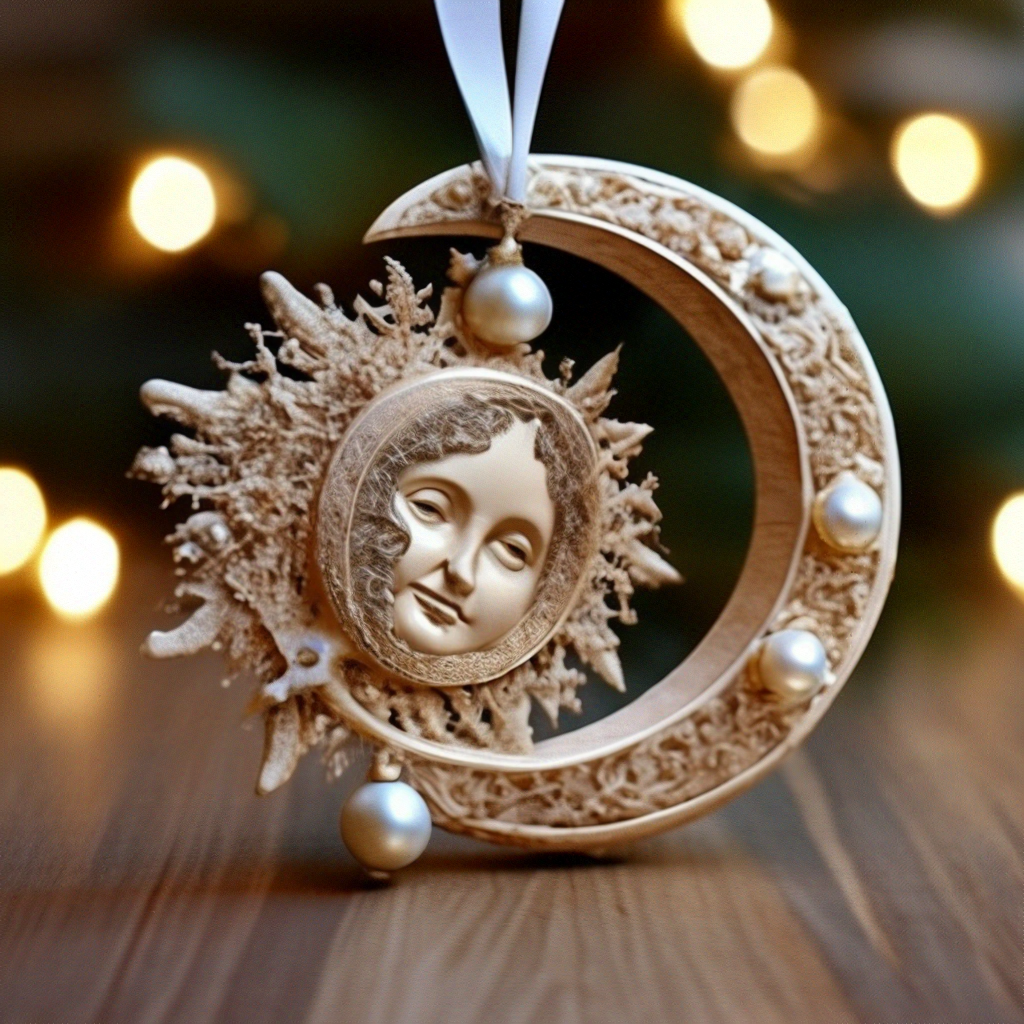 "Crescent moon with face, filigree, …" — image created in Shedevrum