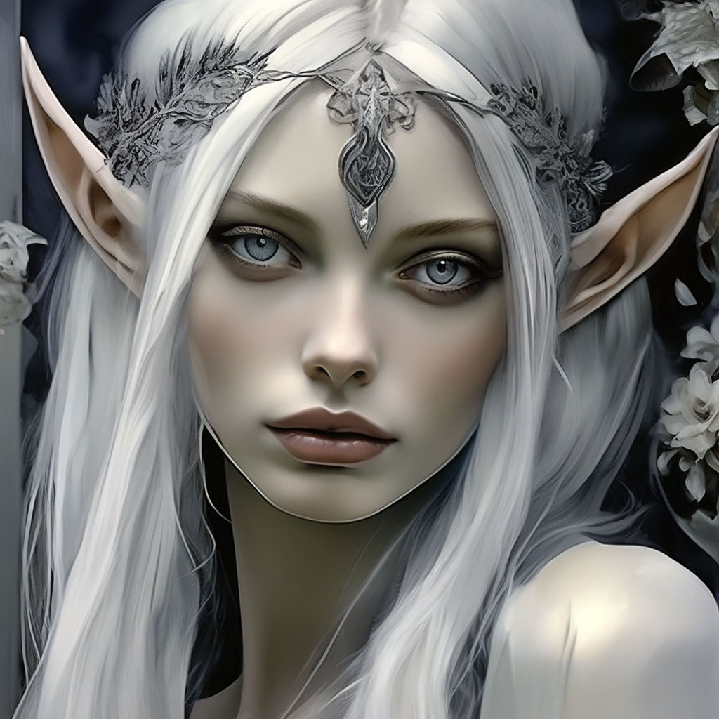 "Watercolor drawing, photo portrait,photorealism,elf,white eyes, white ...