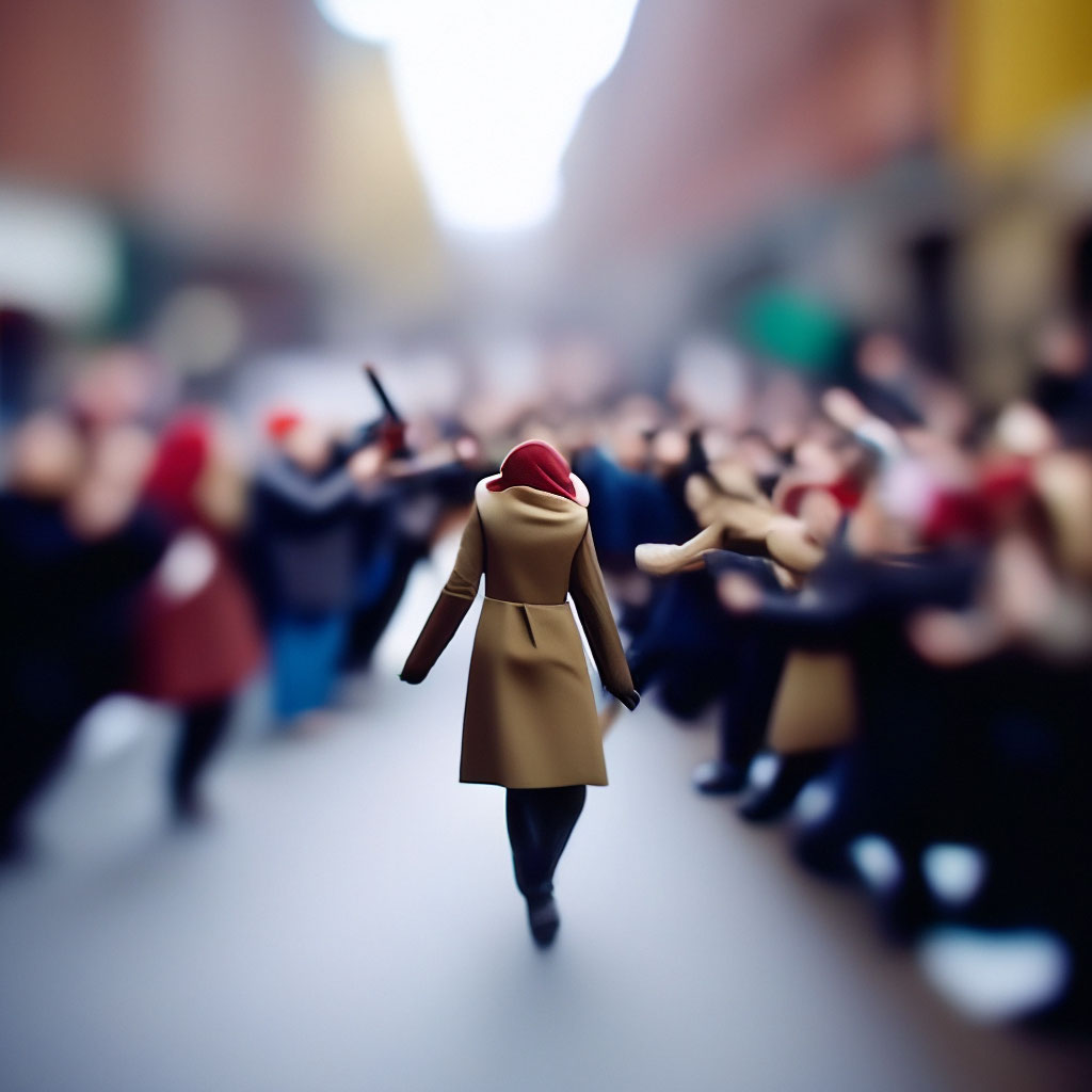 "The new flash mob kinomoda" — image created in Shedevrum