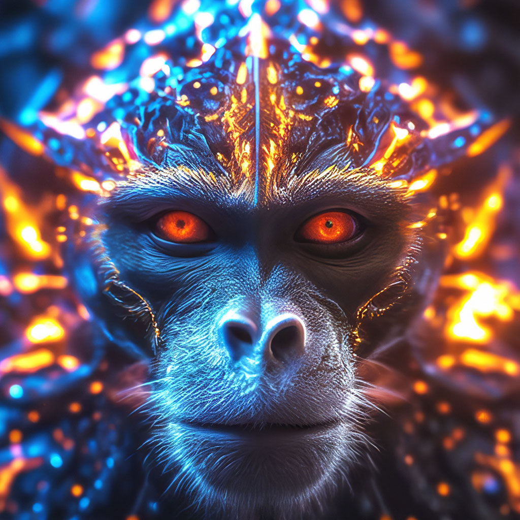 "The monkey consists of a fractal plasma hyperdetalization of the face ...
