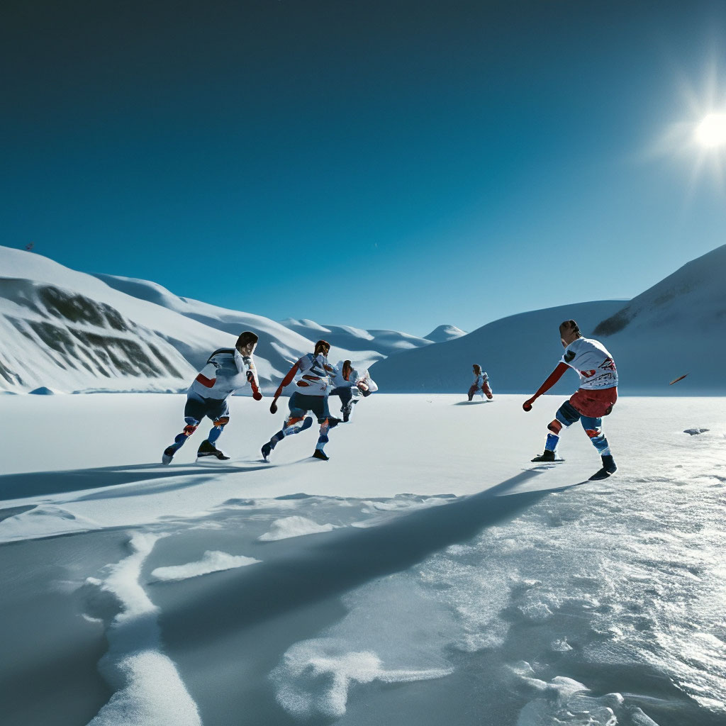 "Football match in the Arctic on ice, realistic, professional photo, 4k ...
