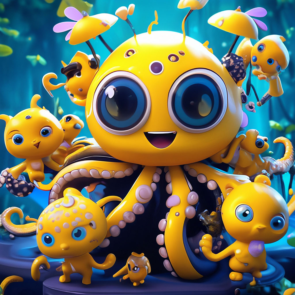 "Aceyato . Japanese Octopus+Bees with a family, pop-eyed , with big ...