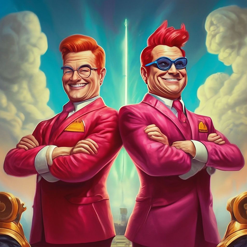 "Two morons are power!" — image created in Shedevrum