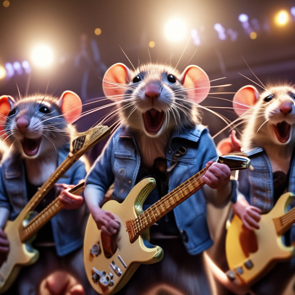 "A rock band of angry rats in the light of bright spotlights. rock ...