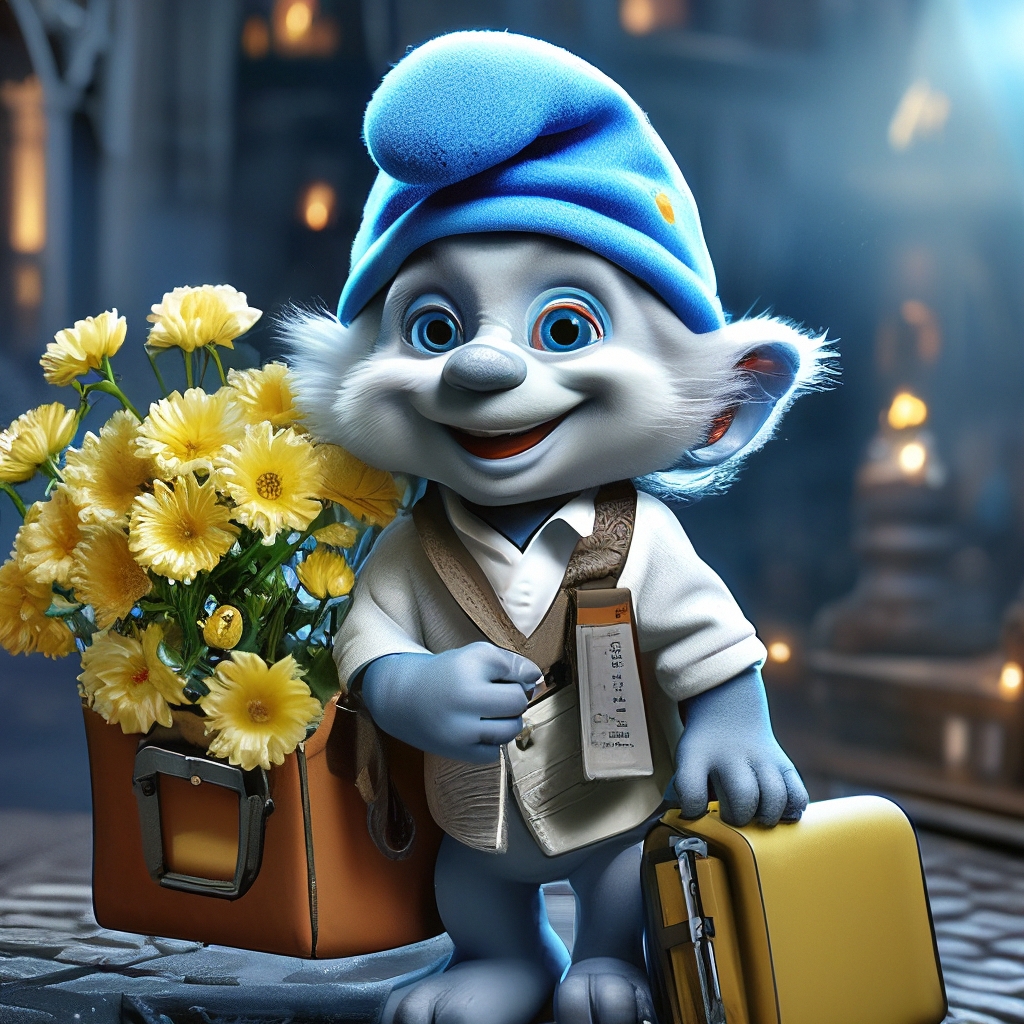 "32k, surrealism, professional photo, mega realistic little smurf with ...